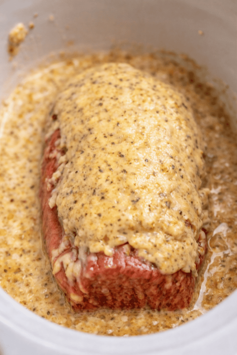 Slow Cooker 4-Ingredient Creamy Mustard Corned Beef